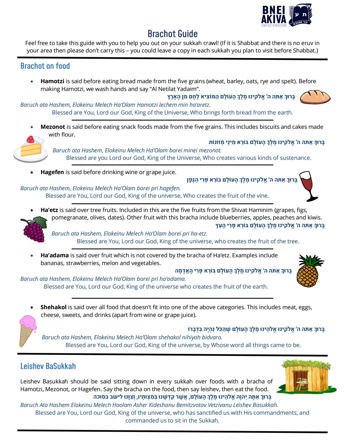 Bnei Akiva Choveret - Brachot For Sukkah Crawls 5780 by Josh_Welby - Issuu