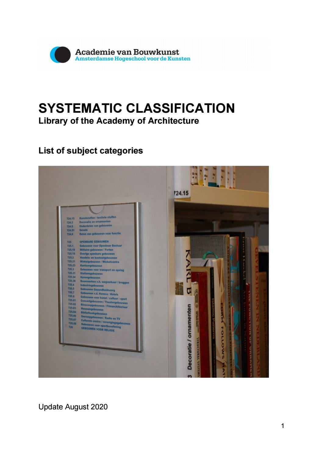 Systematic Classification by Amsterdam Academy of Architecture - Issuu
