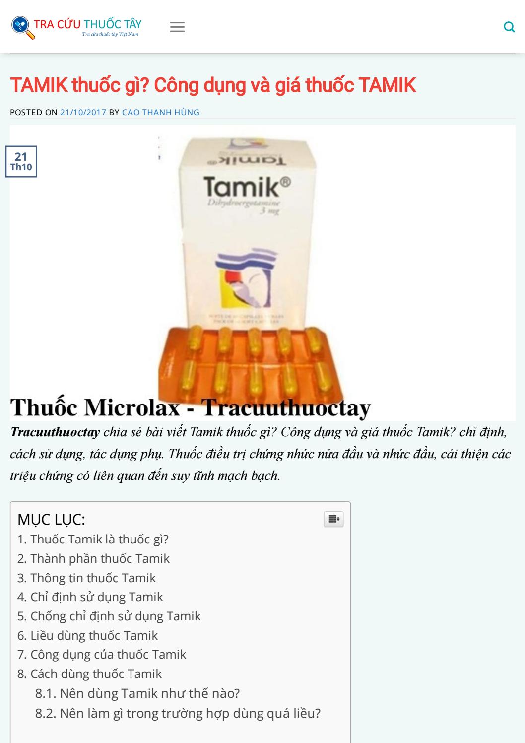 Tamik 3mg - Thuốc điều trị đau nửa đầu hiệu quả |Tracuuthuoctay by Tra ...