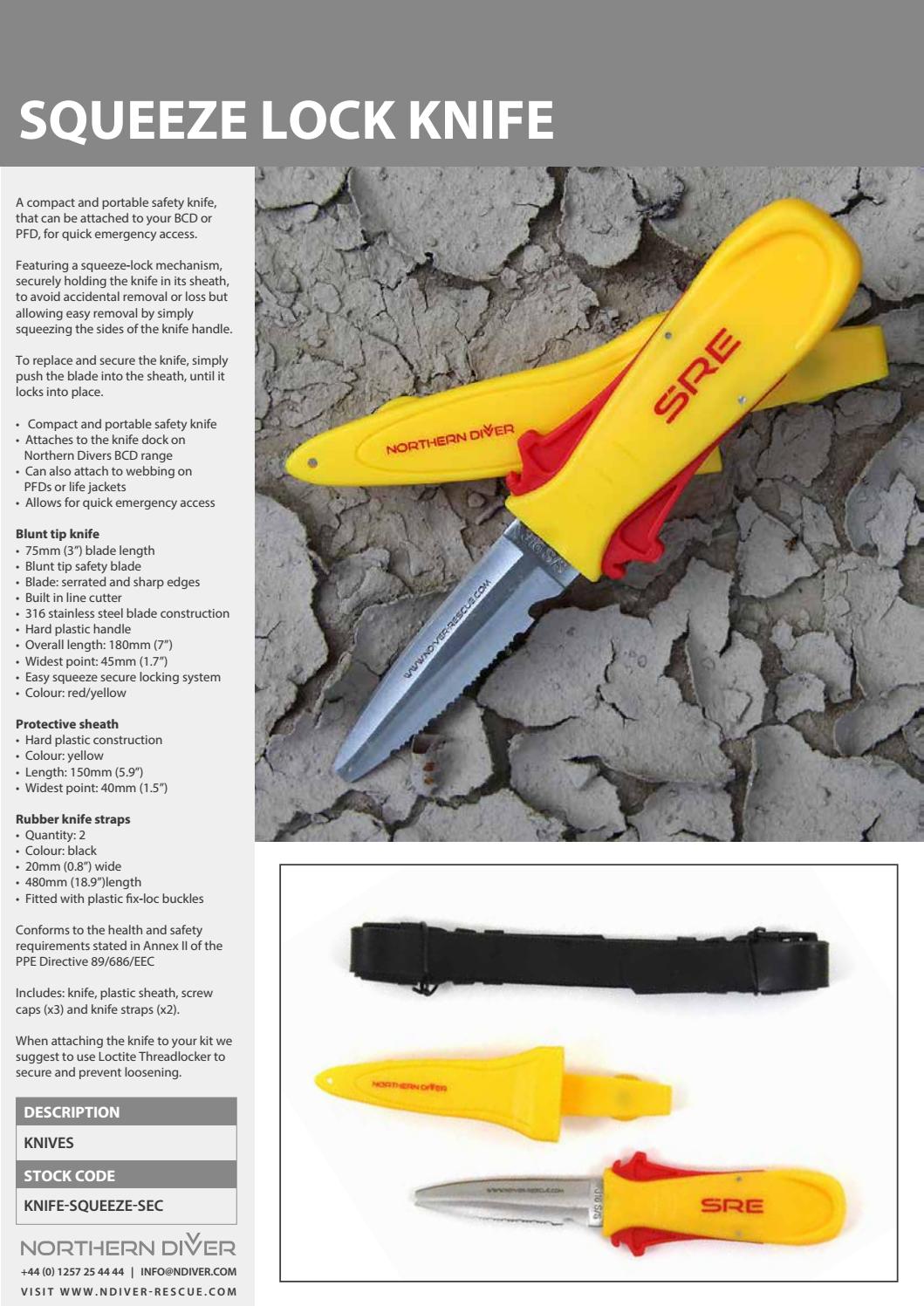 SRE Squeeze Lock Knifes supplied by Northern Diver by Northern Diver UK ...