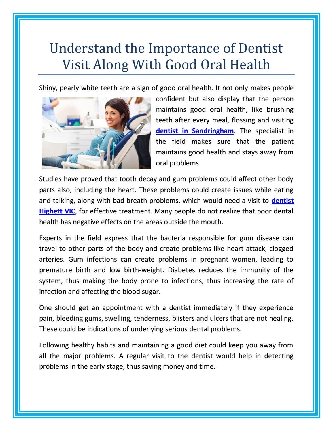 Understand the Importance of Dentist Visit Along With Good Oral Health ...