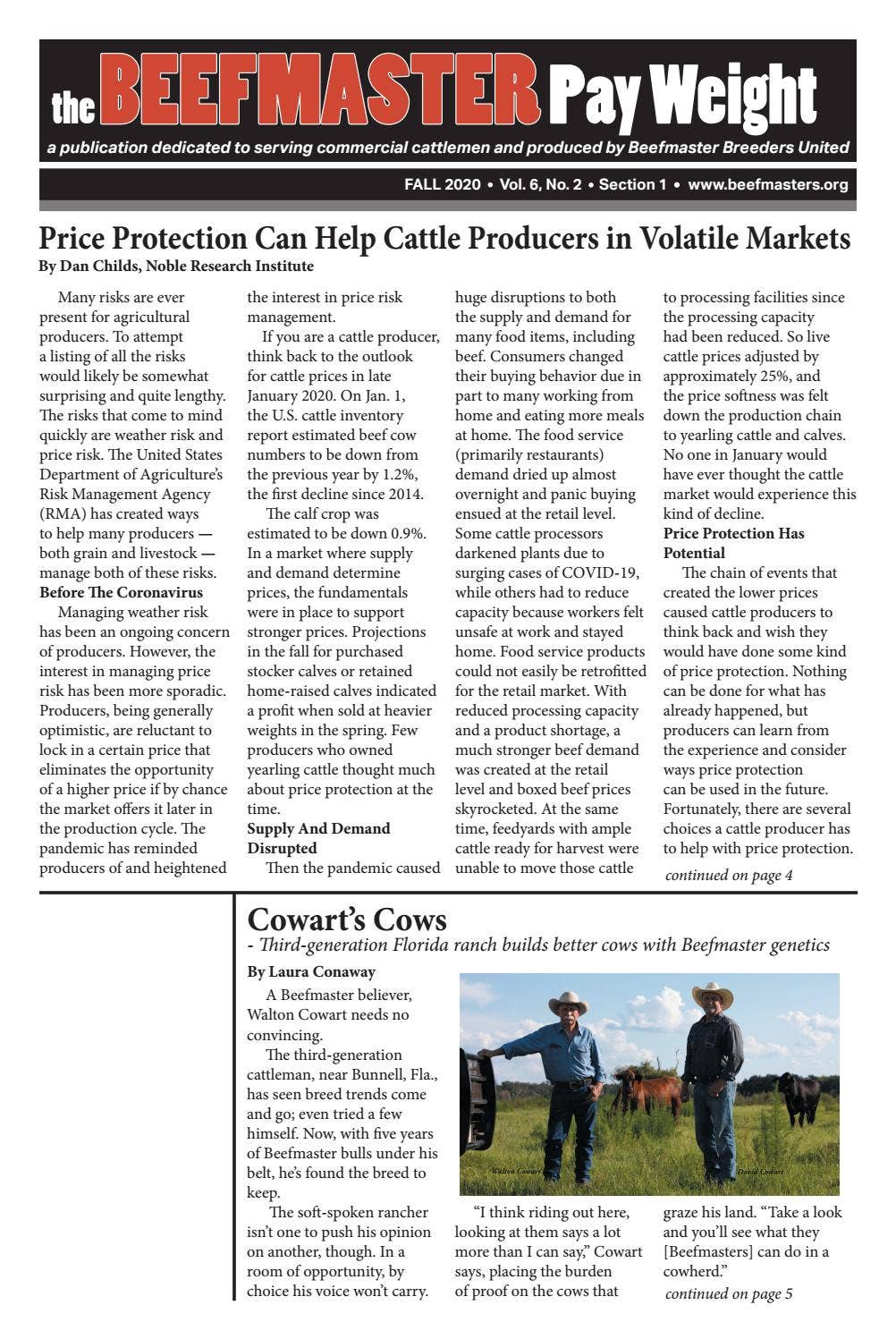 The Beefmaster Pay Weight - Fall 2020 by Beefmaster Breeders United - Issuu