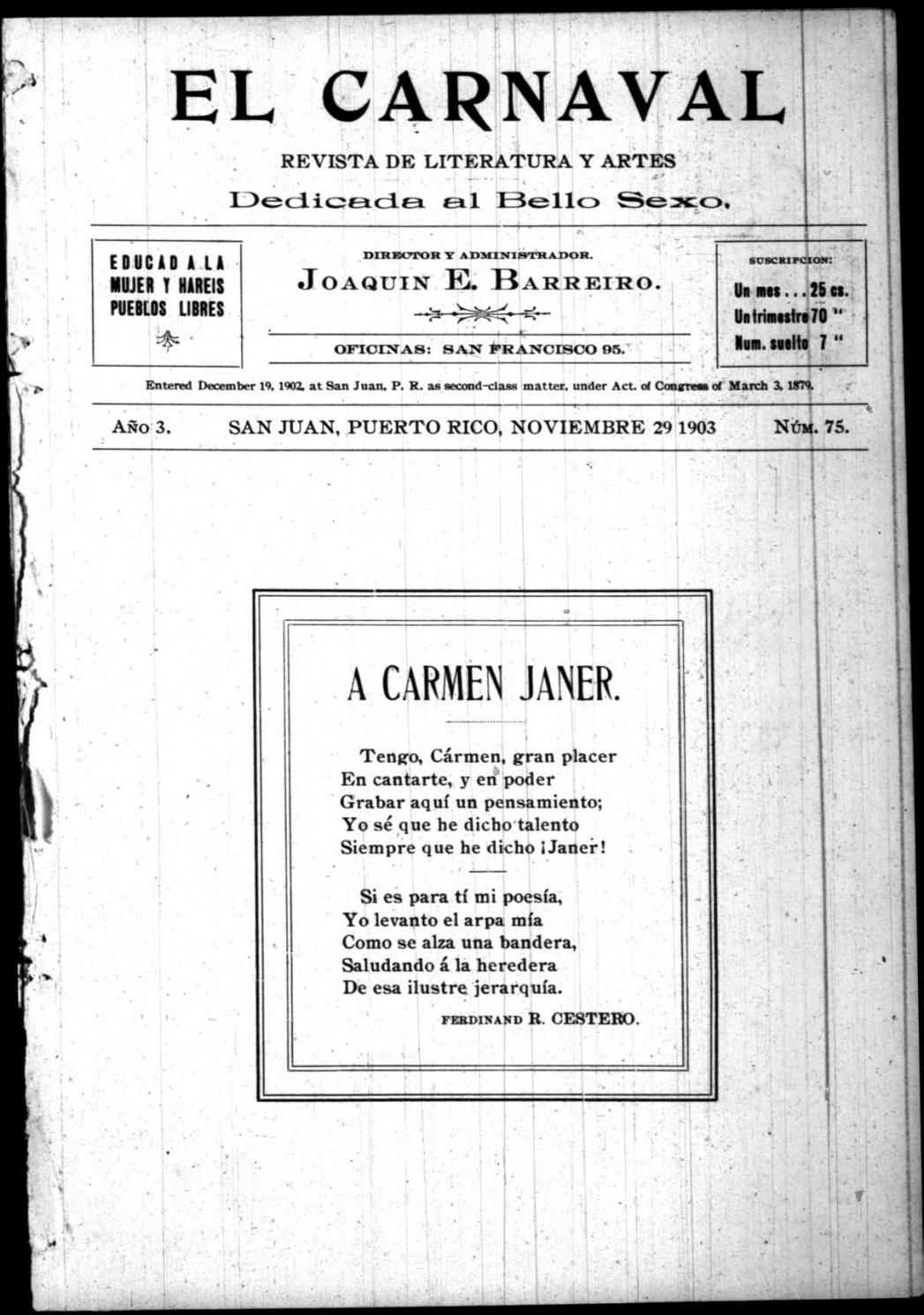 El Carnaval (29 nov. 1903) by La Colección Puertorriqueña - Issuu