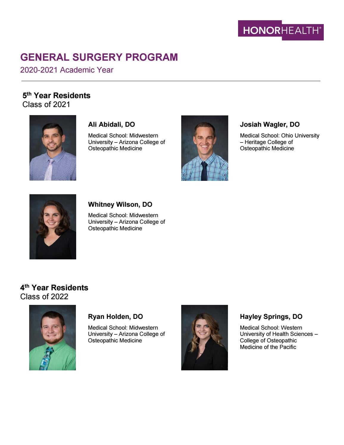 HonorHealth General Surgery Residents by John C. Lincoln Health Network ...