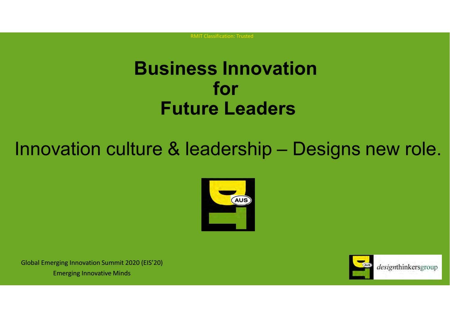 Innovation Culture and Leadership - Design's new role by Design ...