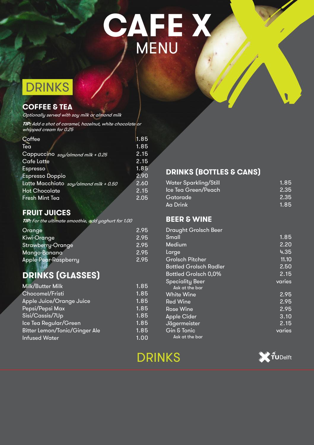 Menu Cafe X - September 2020 by TU Delft - Issuu