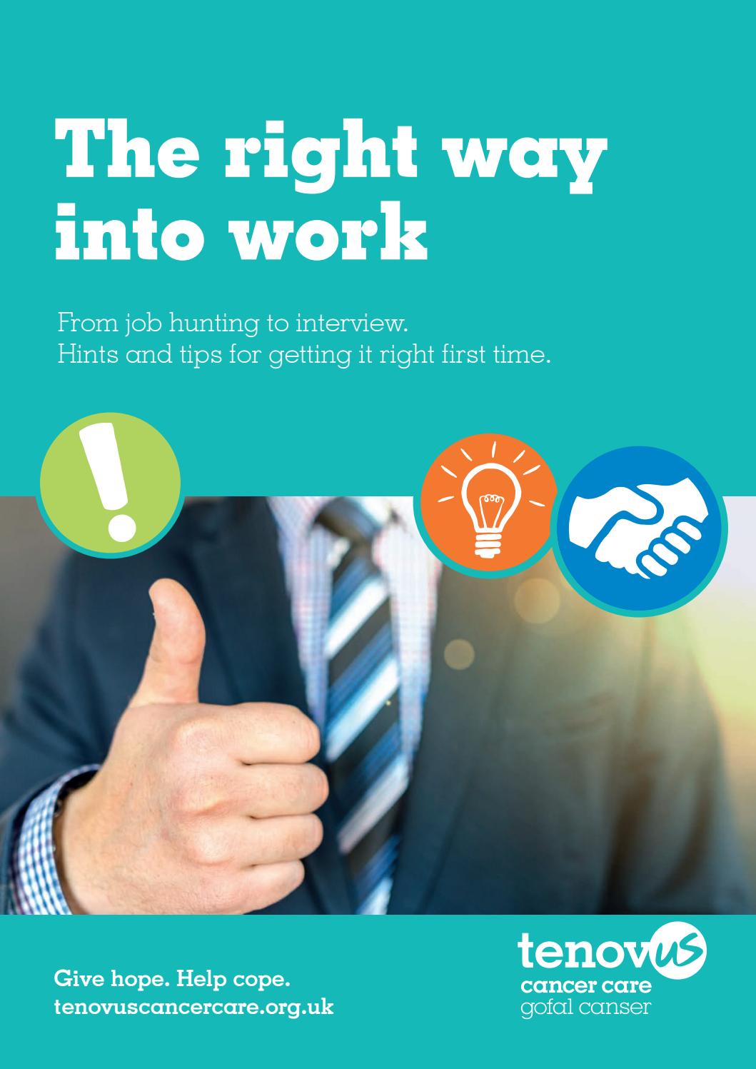 The Right Way Into Work - Tenovus Cancer Care by Tenovus Cancer Care ...