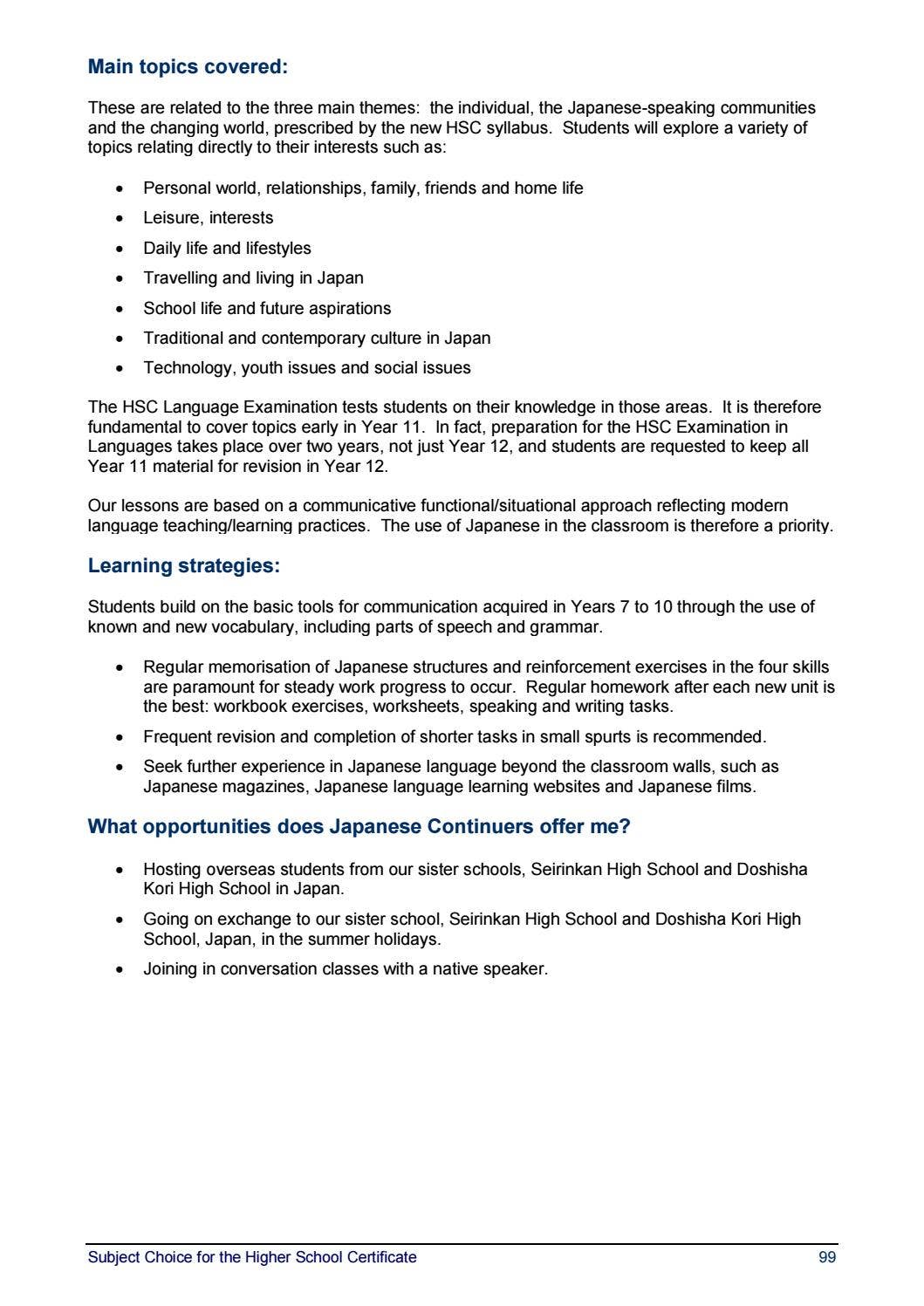 Subject Information Booklet HSC 2021 by Pymble Ladies' College - Issuu