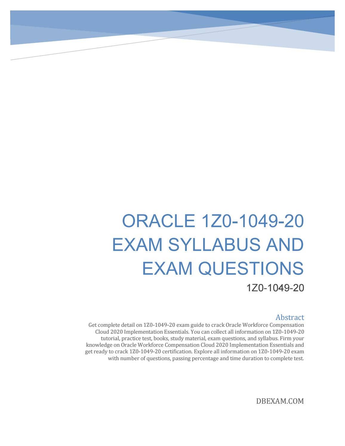 [PDF] Oracle 1Z0-1049-20 Exam Syllabus and Exam Questions by Alice ...