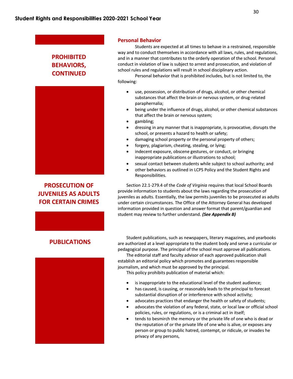 2020-2021 LCPS Student Rights & Responsibilities by lcpspio - Issuu