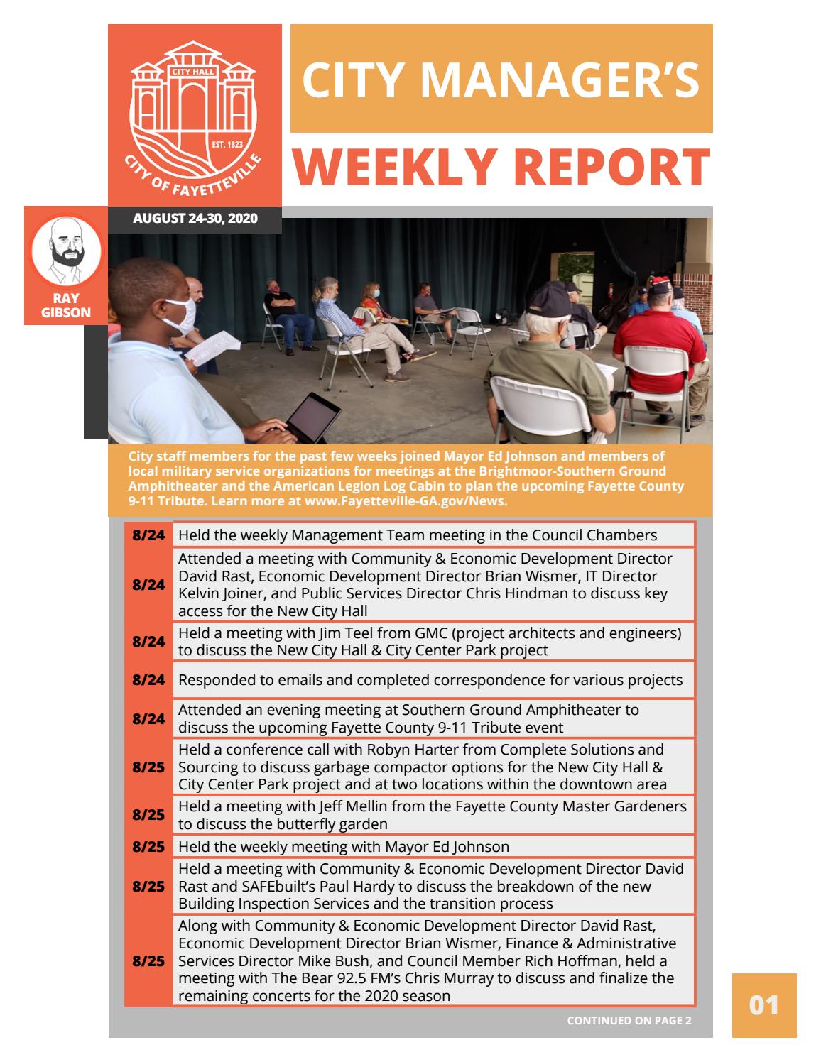 City Manager's Weekly Report 2020-0831 by City of Fayetteville, Georgia ...