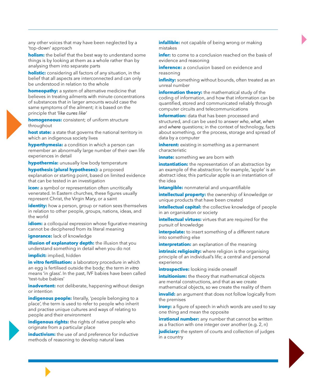 Theory of Knowledge Glossary by Cambridge University Press Education ...