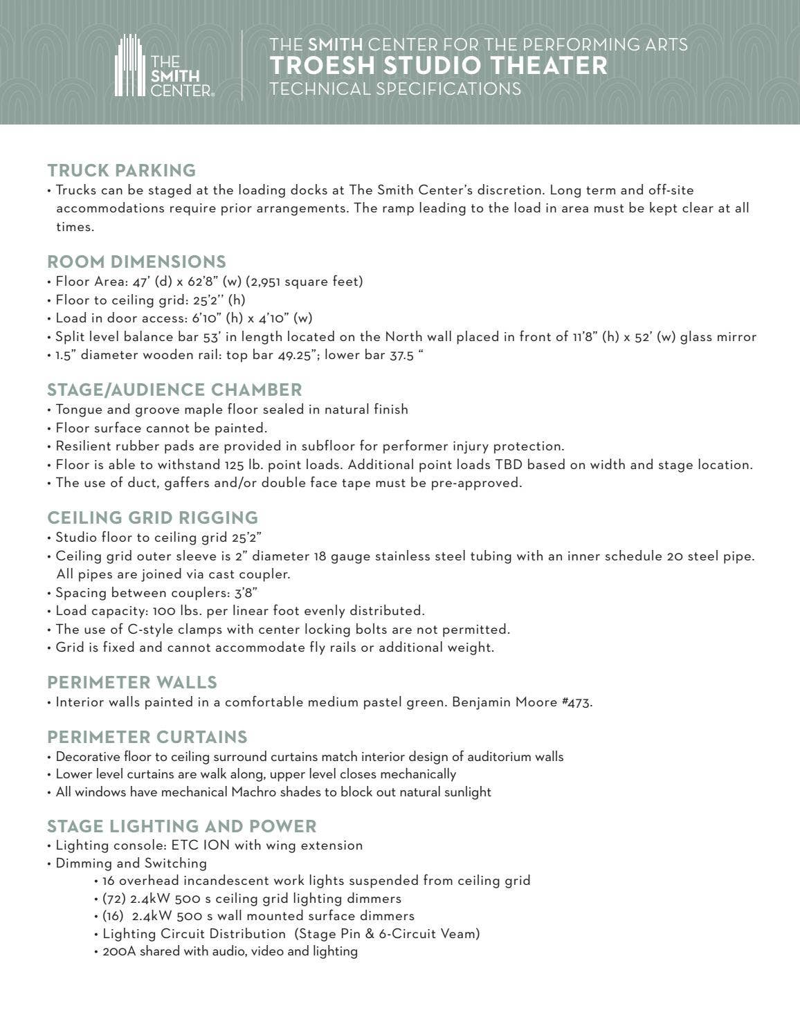 Troesh Studio Theater Technical Specs by The Smith Center - Issuu