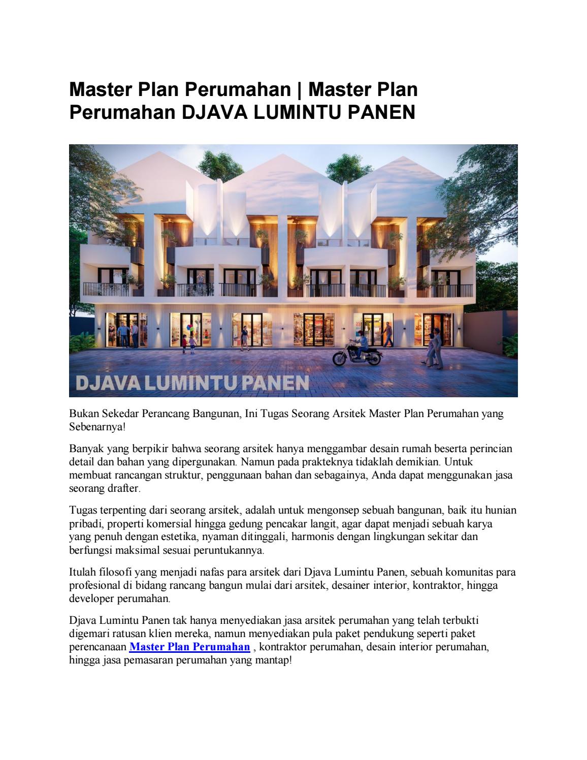 Master Plan Perumahan | Master Plan Perumahan DJAVA LUMINTU PANEN by ...