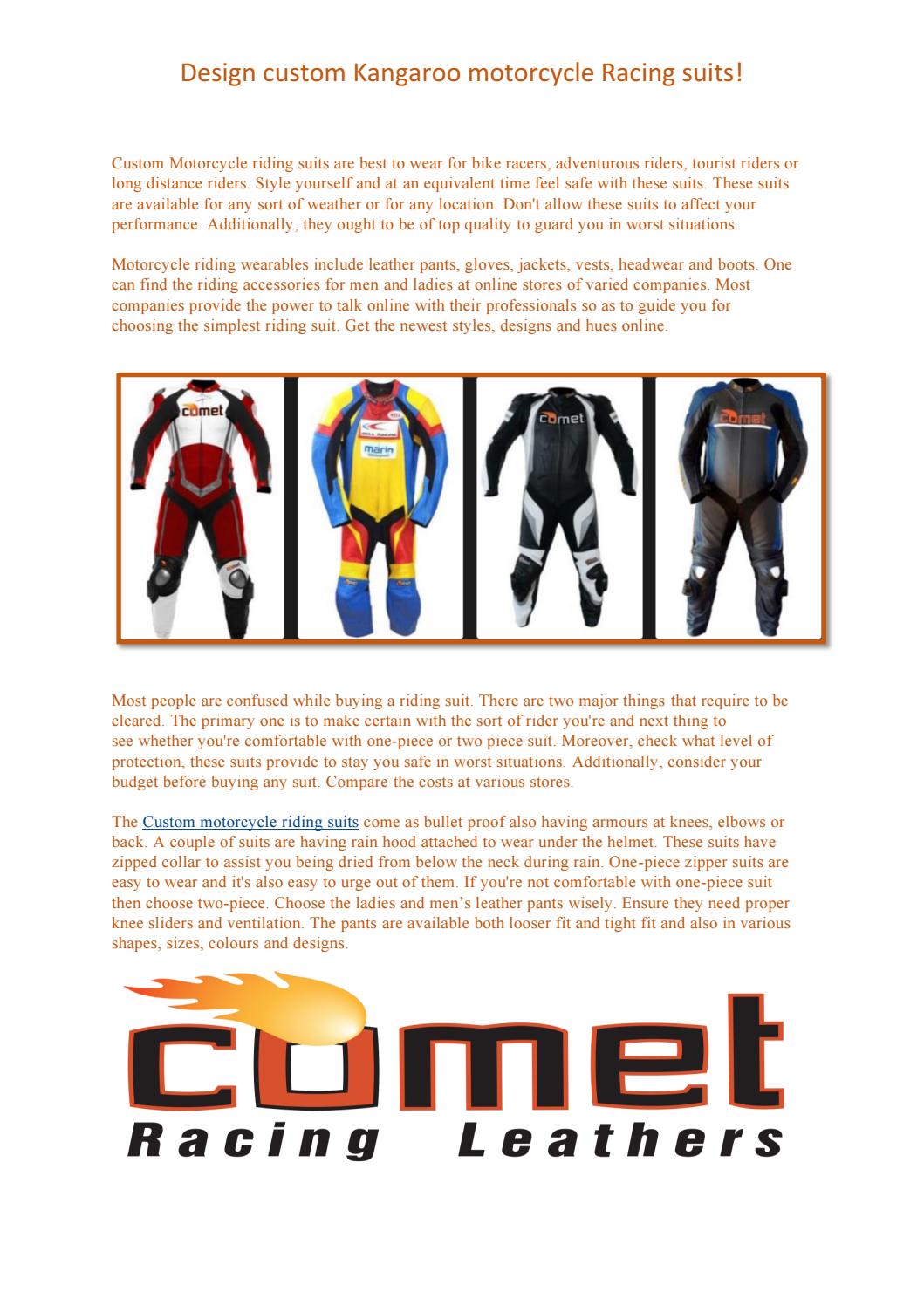 Design custom Kangaroo motorcycle Racing suits by Emily Ela - Issuu