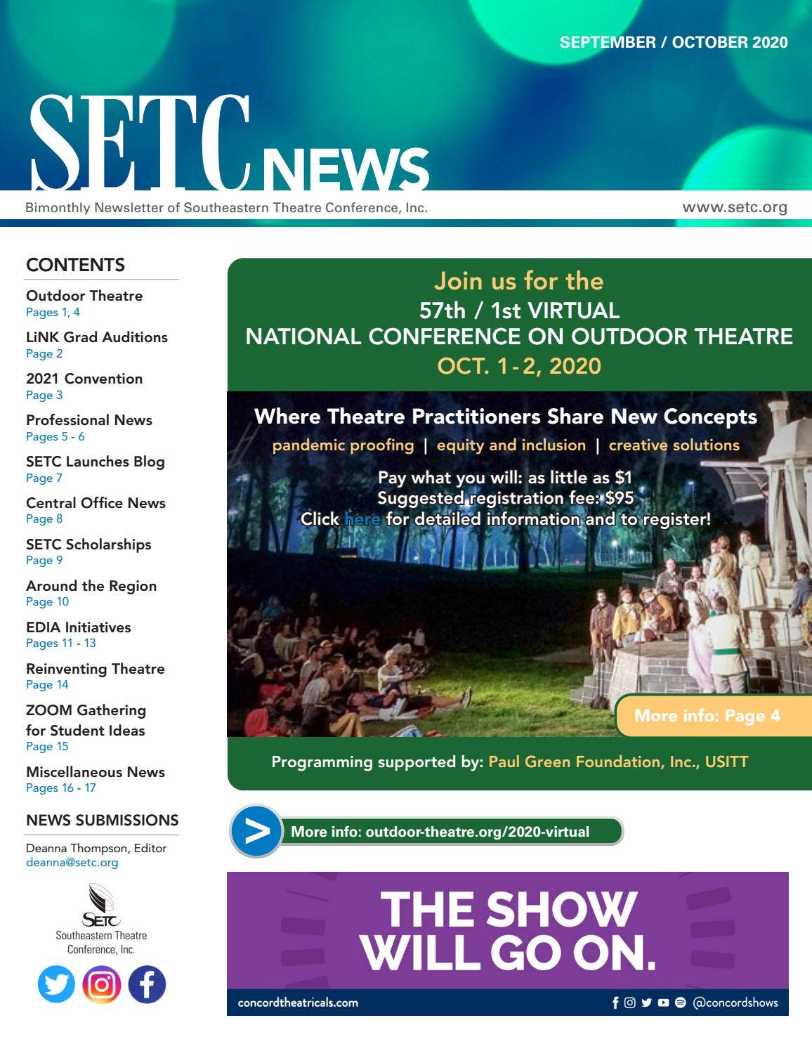 SETC News - September/October 2020 by Southeastern Theatre Conference ...