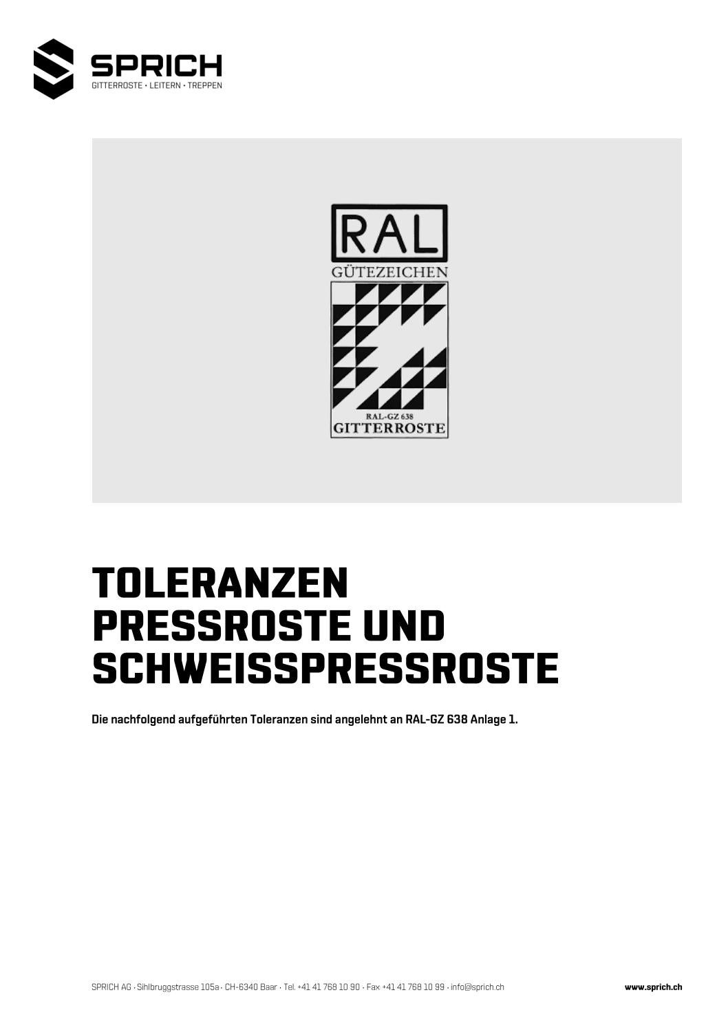 Toleranzen Gitterroste RAL GZ 638 by SPRICH AG - Issuu