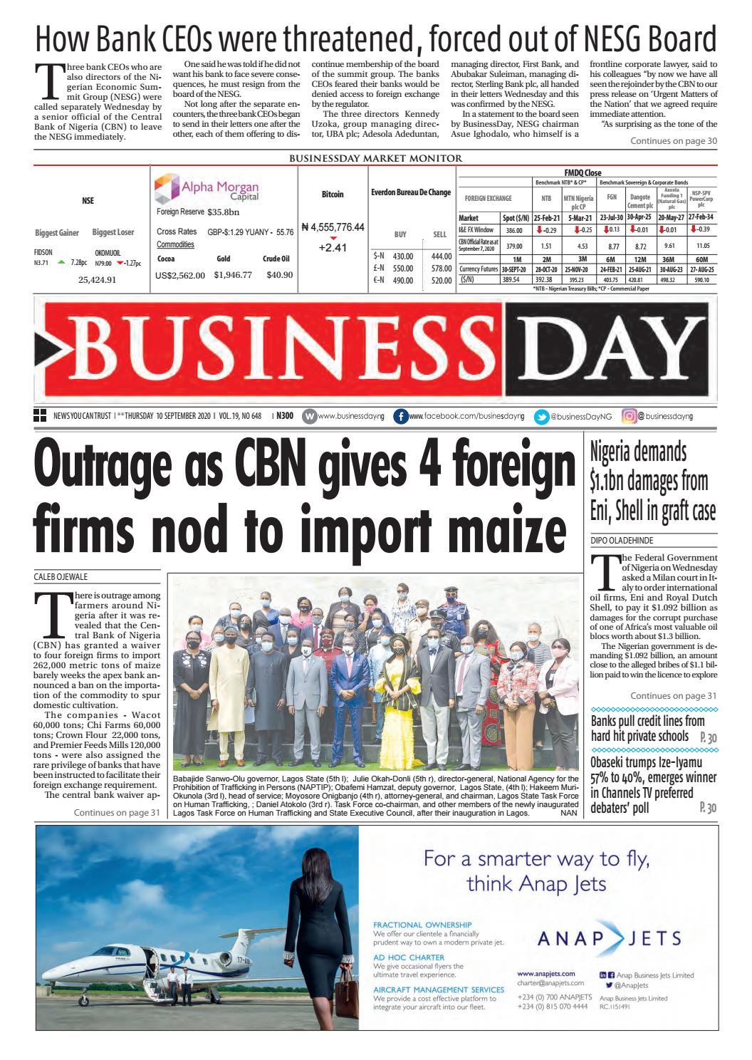 BusinessDay 10 Sep 2020 by BusinessDay - Issuu