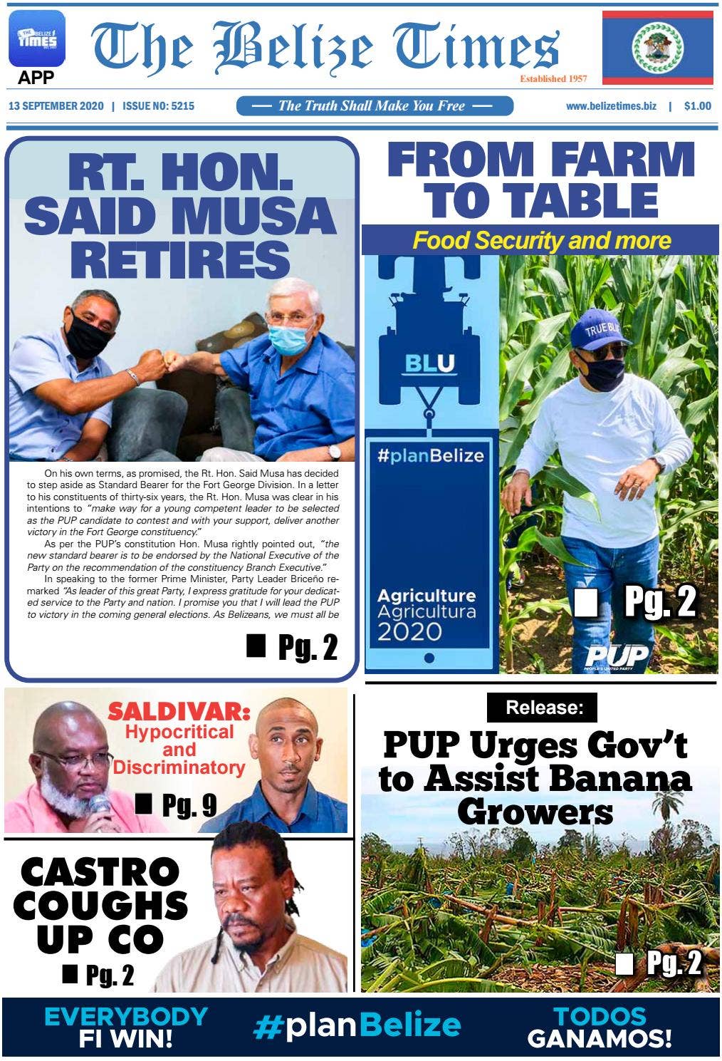 Belize Times September 13, 2020- RT. Hon Said Musa Retires by Belize ...
