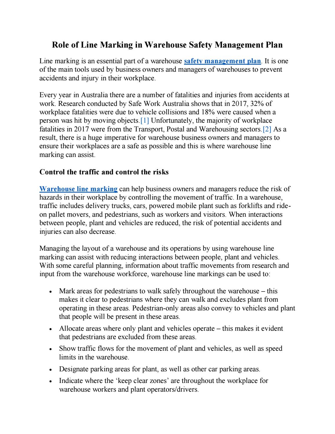 Role of Line Marking in the Warehouse Safety Management Plan by Kenex ...