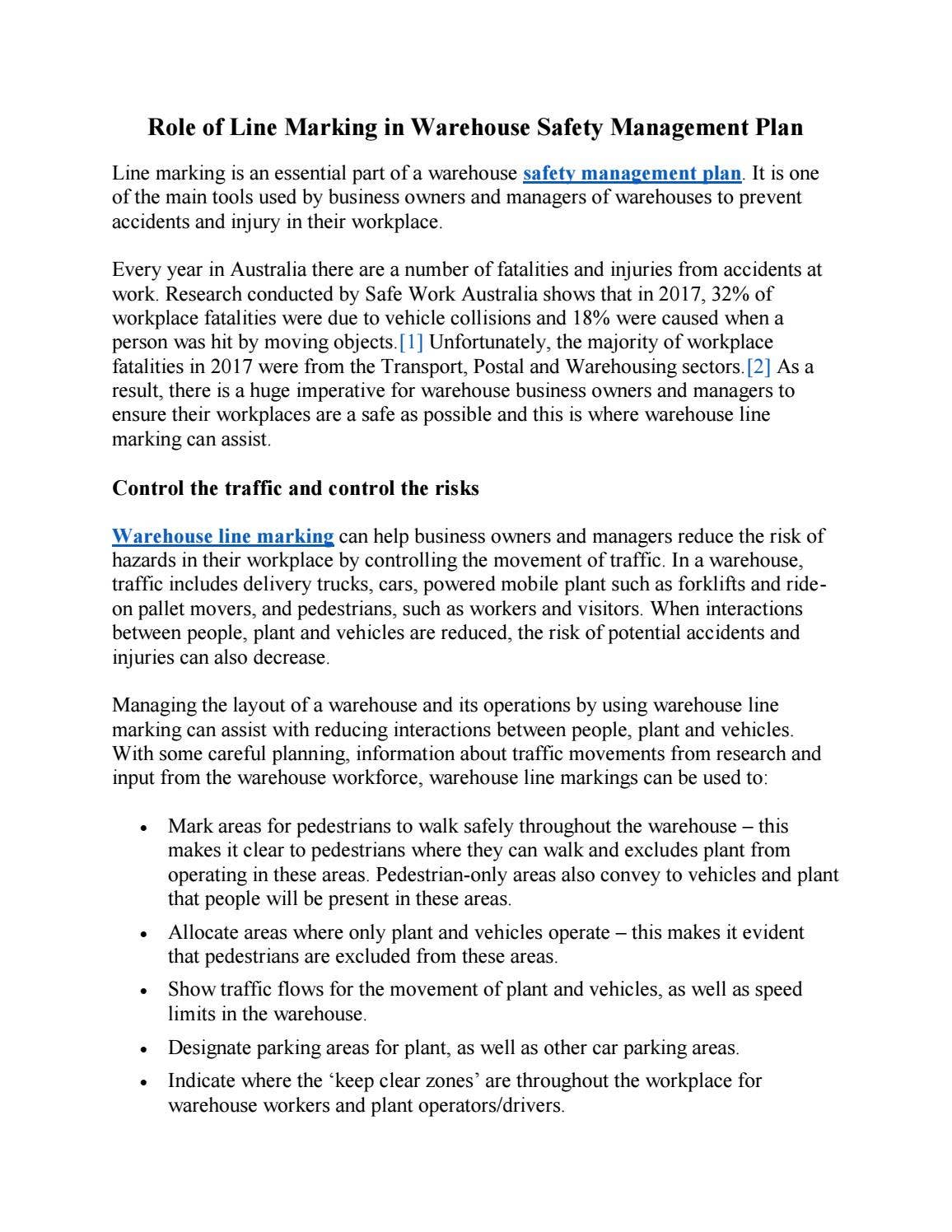 Role of Line Marking in the Warehouse Safety Management Plan by Kenex ...