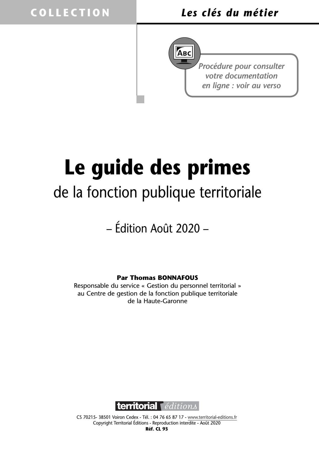 Le guide des primes de la fonction publique territoriale by INFOPRO ...