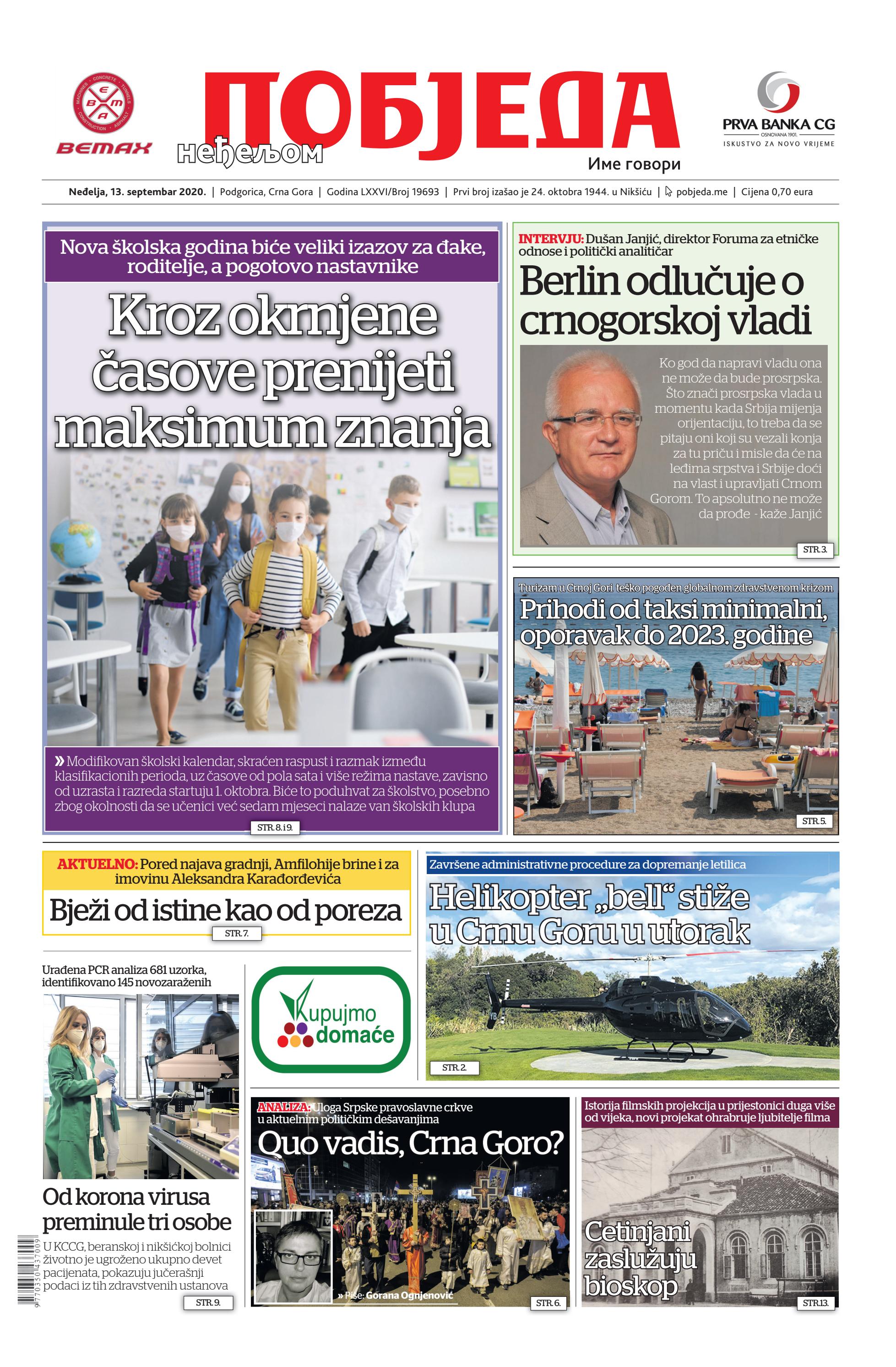Dnevni list Pobjeda 13.09.2020. by Pobjeda - Issuu