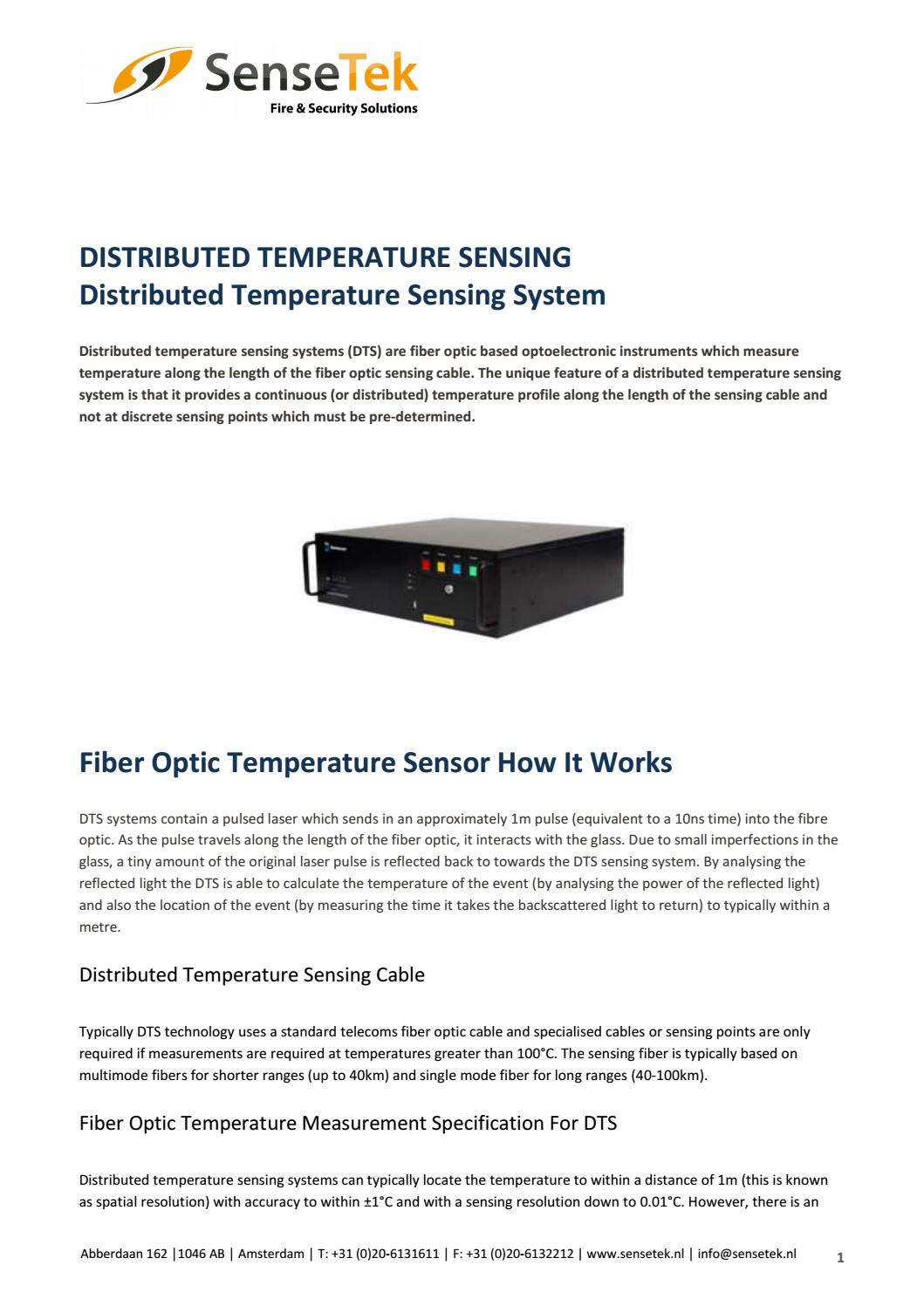 Distributed Temperature Sensing DTS SenseTek by SenseTek Fire & Security Solutions - Issuu