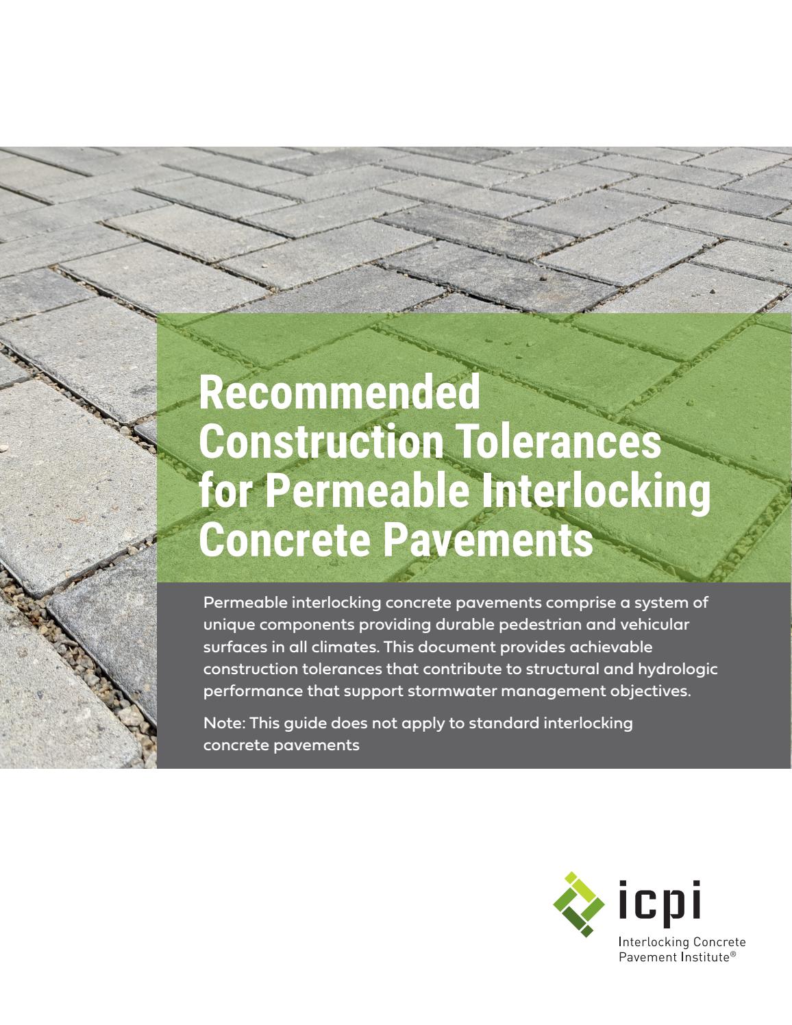 Construction Tolerances for Permeable Interlocking Concrete Pavements ...