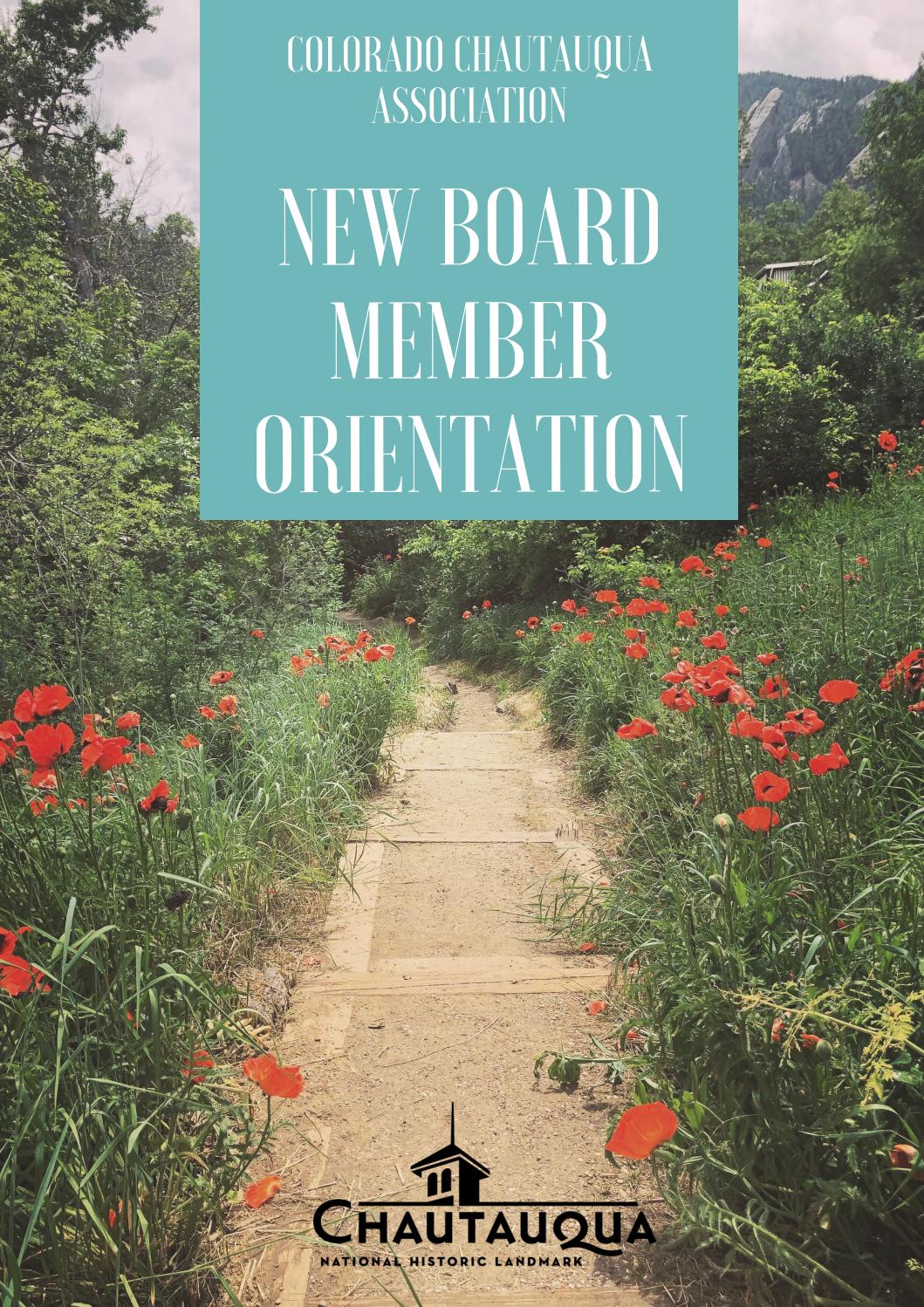 New Board Member Orientation Packet by Colorado Chautauqua - Issuu