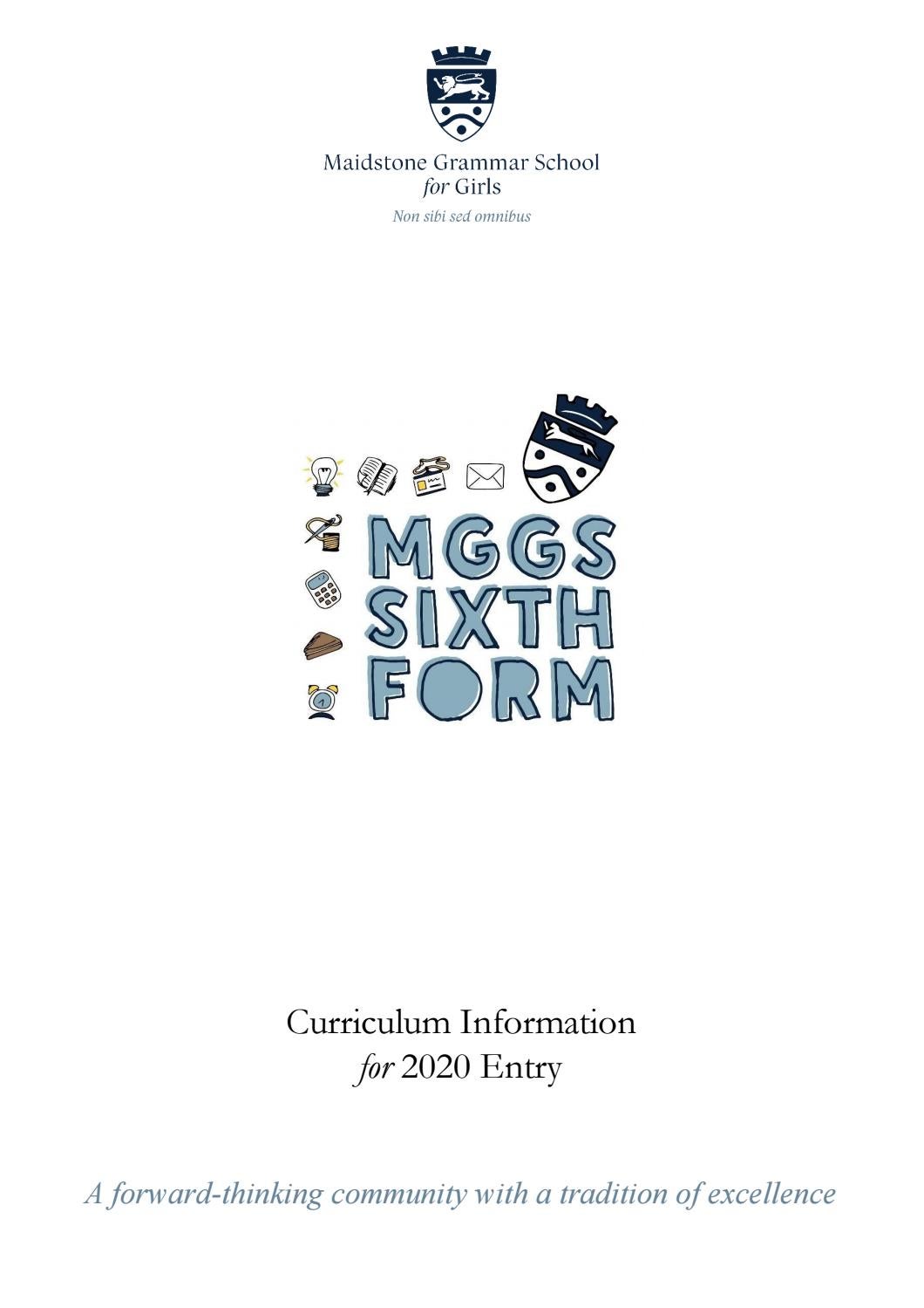 Sixth Form Curriculum Information Booklet for 2020 Entry by Maidstone ...