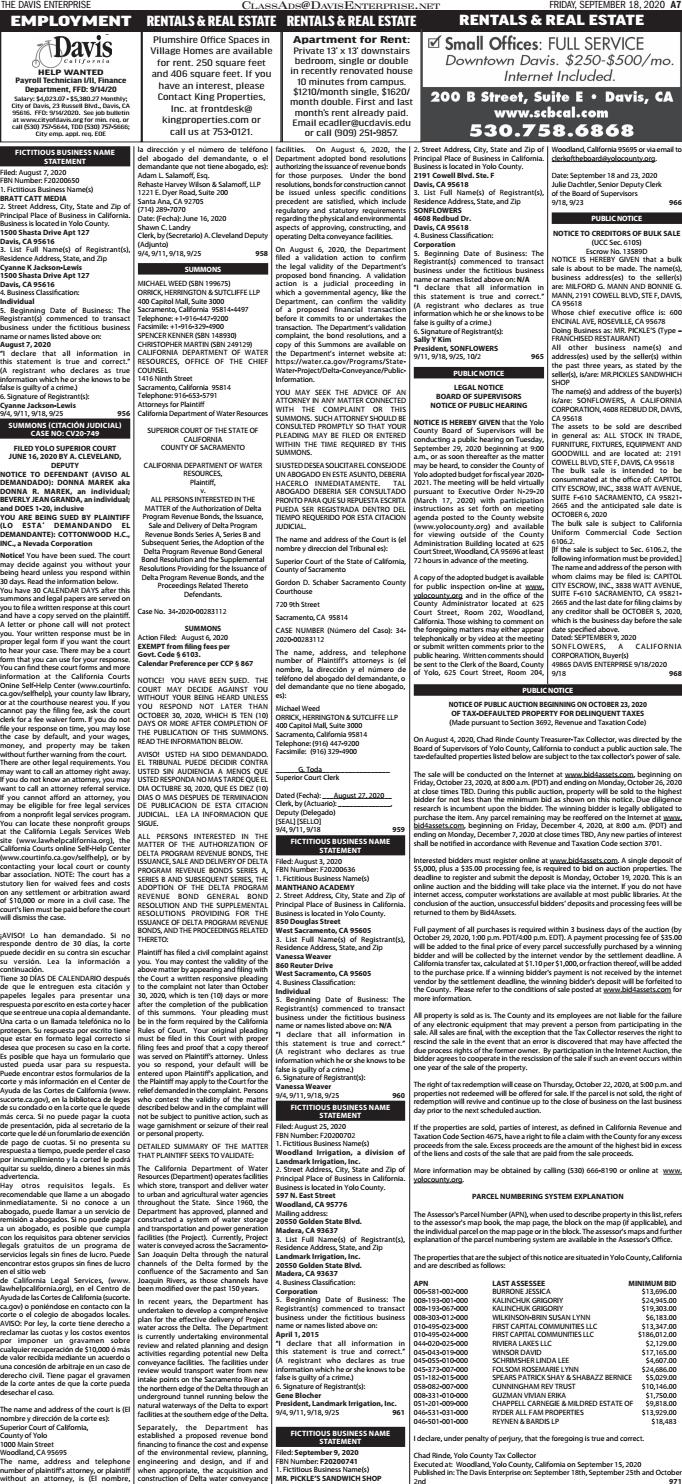 Davis Enterprise classifieds by mcnaughtonmedia - Issuu