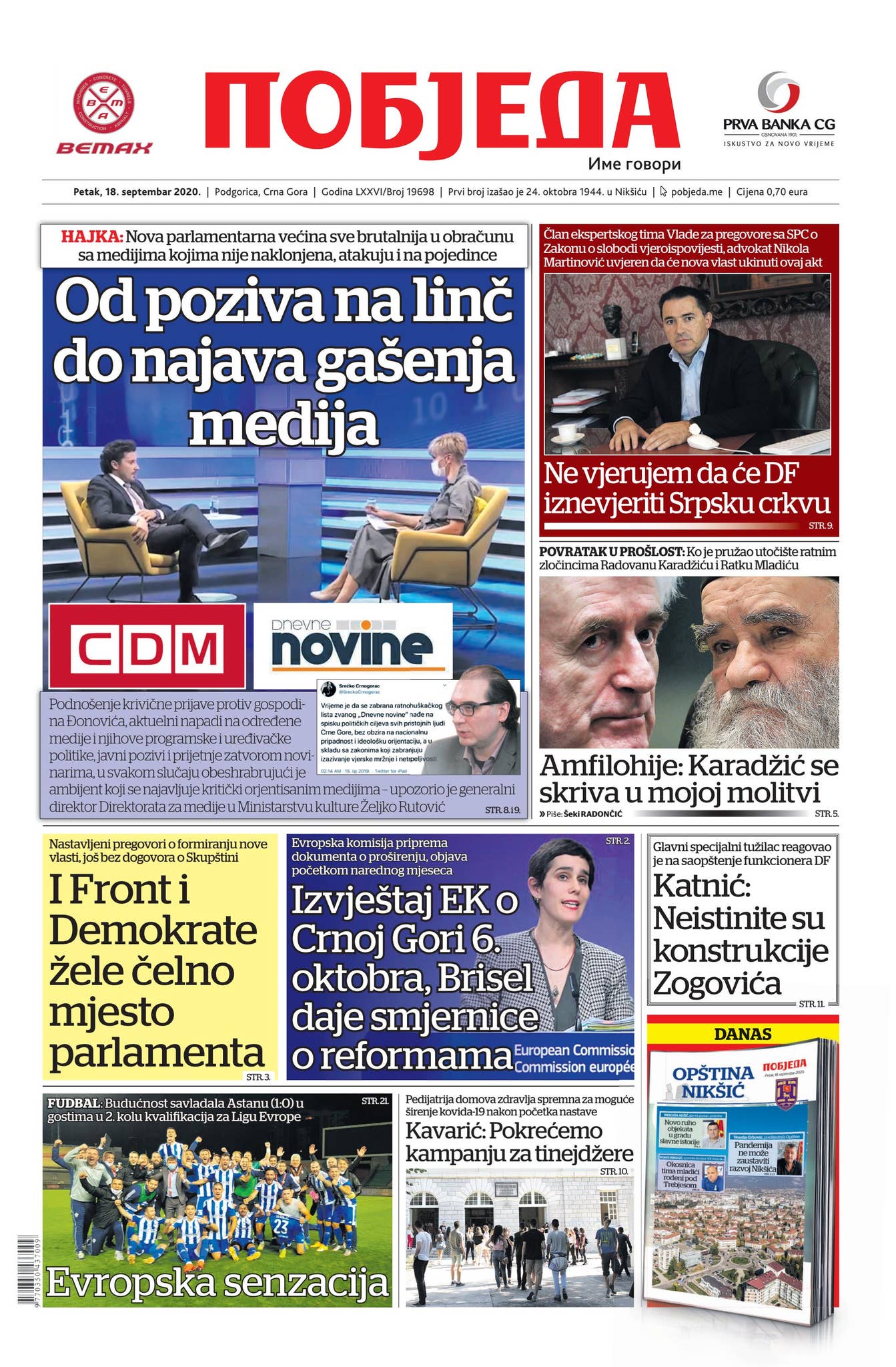 Dnevni list Pobjeda 18.09.2020. by Pobjeda - Issuu