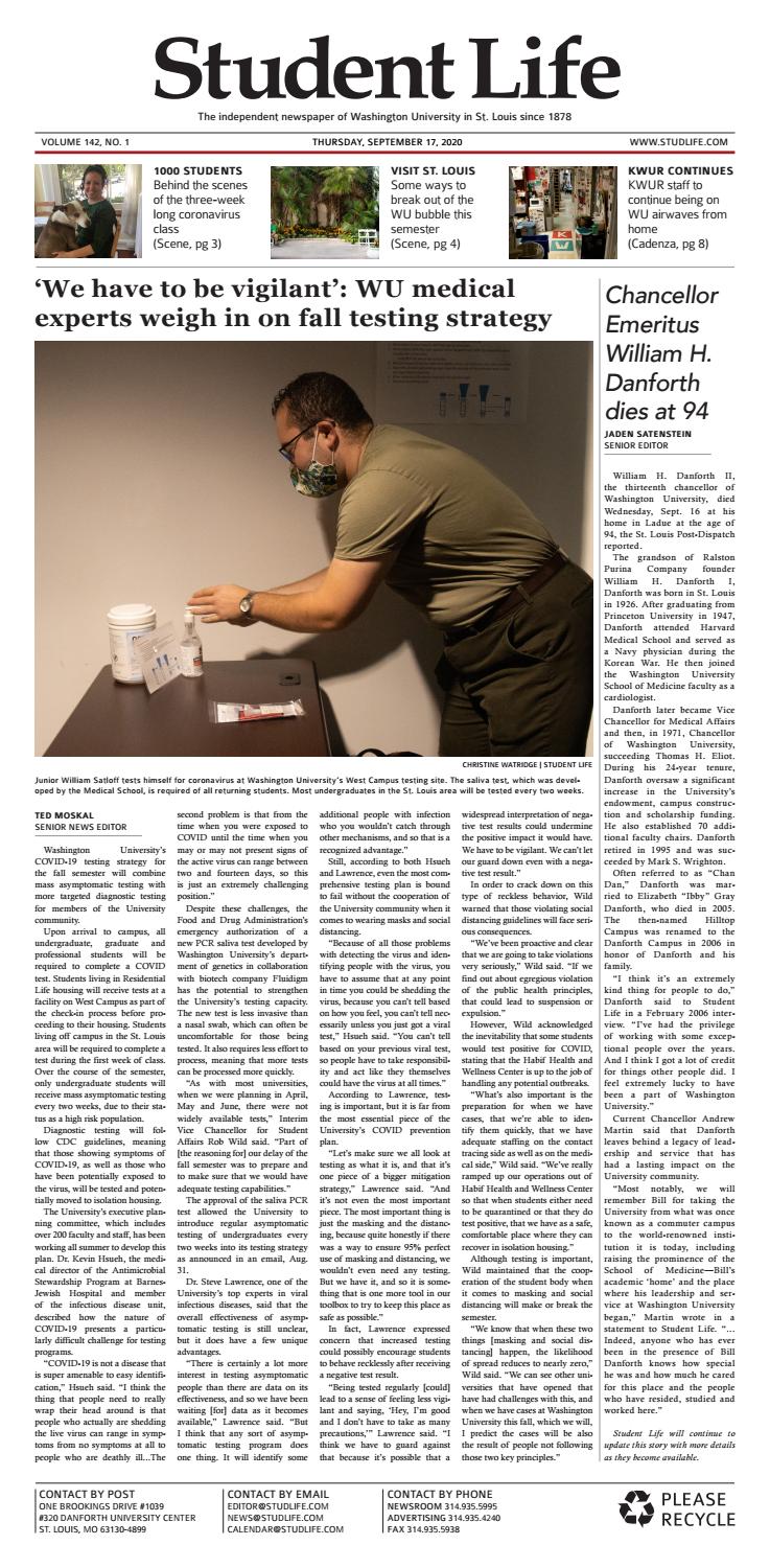 September 17, 2020 Student Life Newspaper - Washington University in St ...