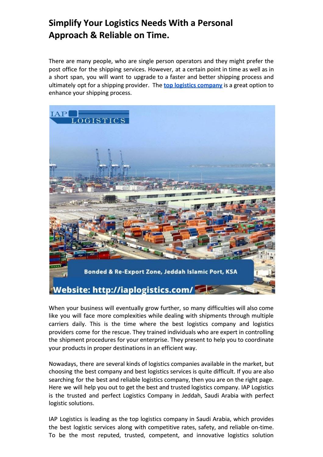 Simplify Your Logistics Needs With a Personal Approach & Reliable on ...