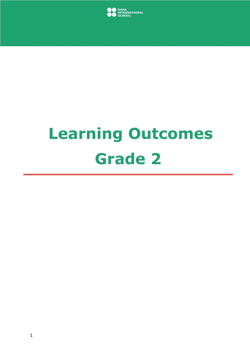 Grade 2 Learning Outcomes by Raha International School - Issuu