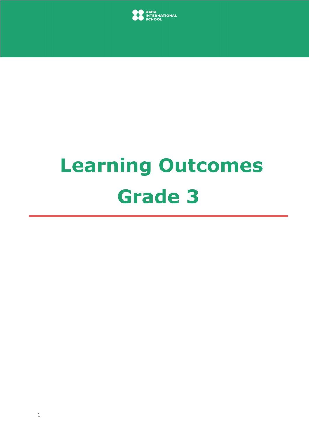 Grade 3 Learning Outcomes by Raha International School - Issuu