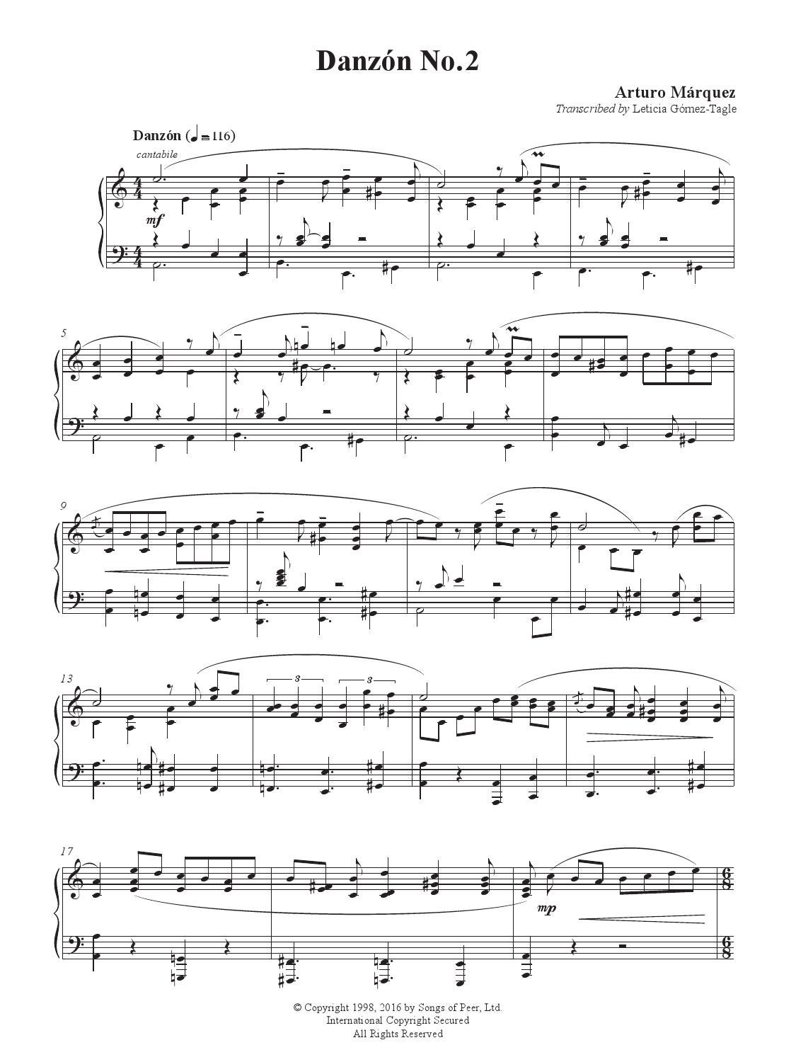 Marquez - Danzon No. 2 (solo piano) by Peermusic Classical - Issuu