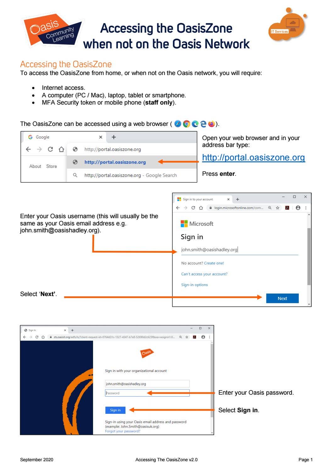 Accessing the OasisZone when not on the Oasis Network by Oasis ...