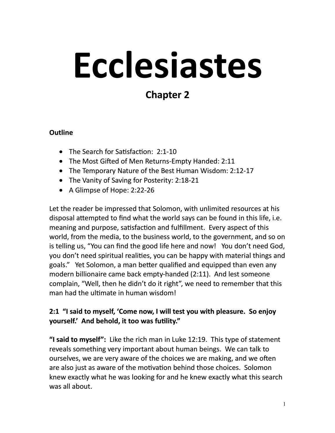 Ecclesiastes Chapter 2/Commentary by Mark Dunagan - Issuu
