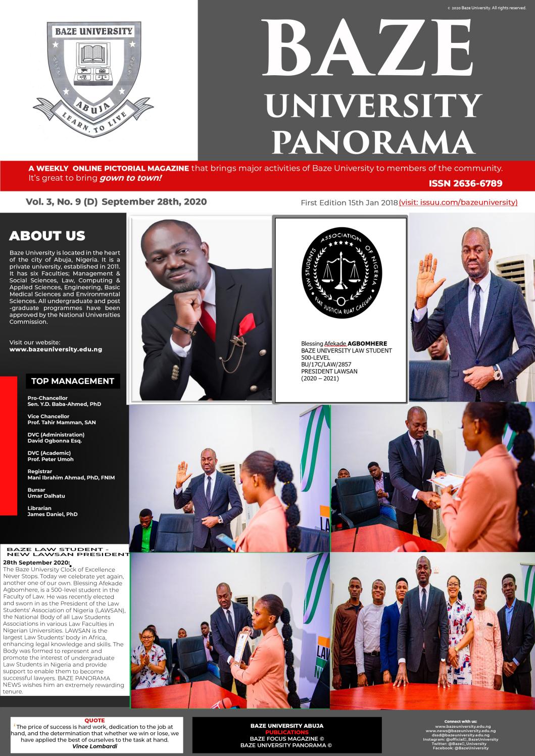 BAZE UNIVERSITY PANORAMA NEWS (28th September 2020) by Baze University ...