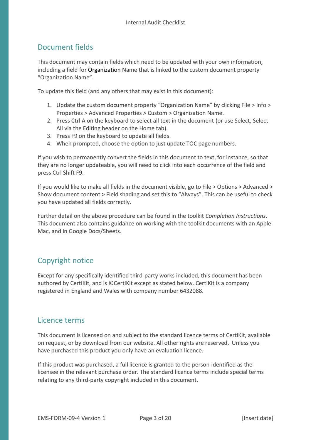 EMS-FORM-09-4 Internal Audit Checklist by CertiKit Limited - Issuu