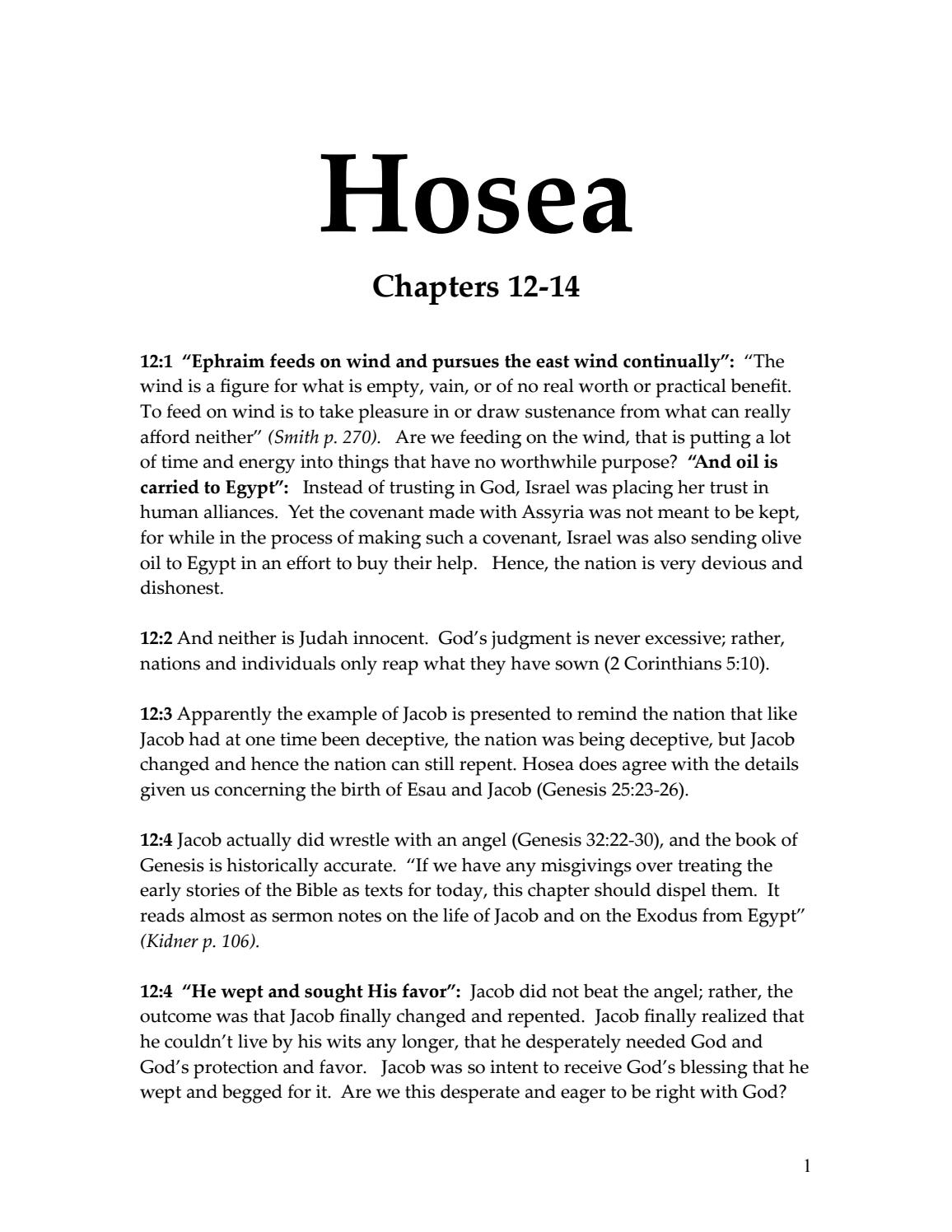 Hosea Chapters 12,13,14: Commentary by Mark Dunagan - Issuu