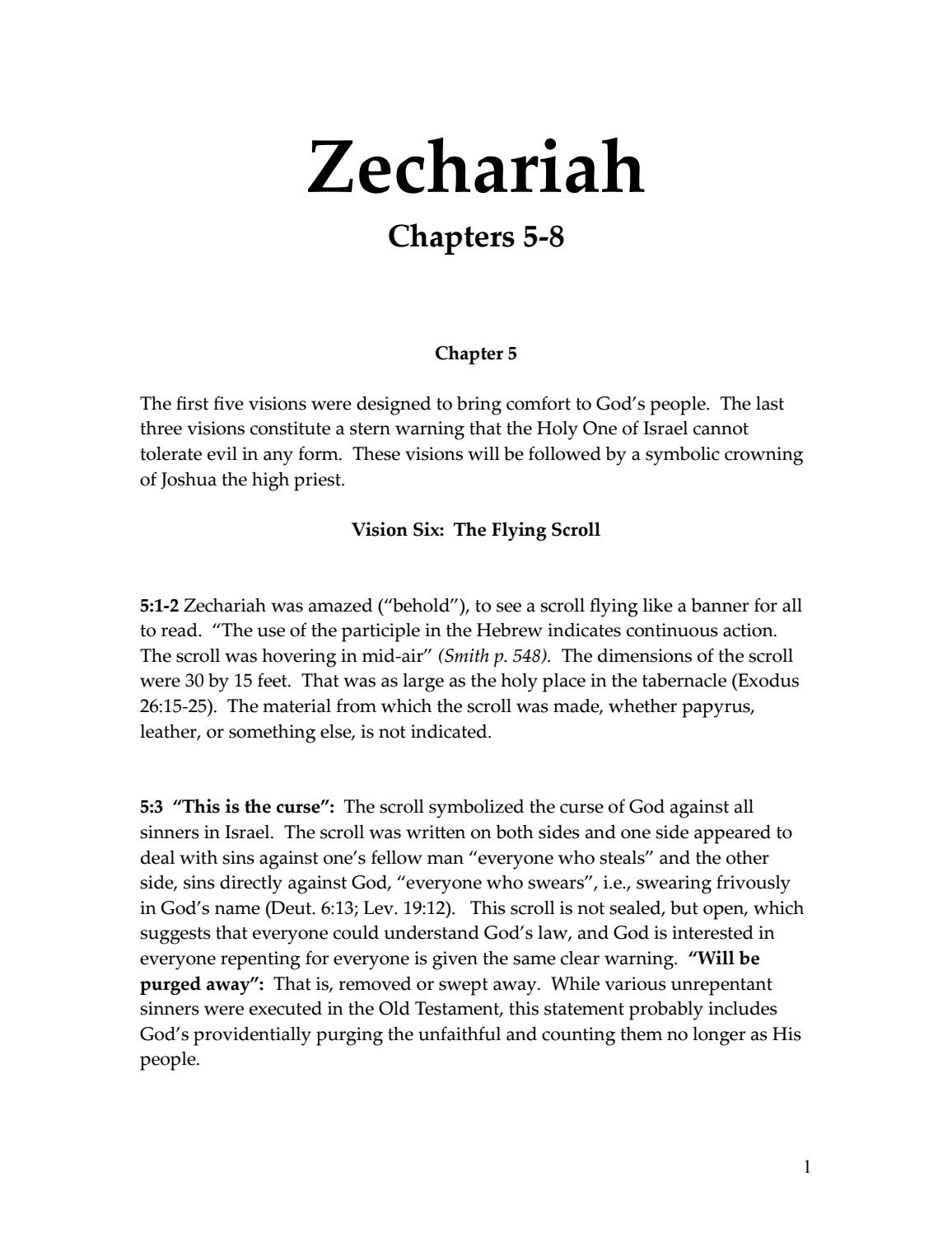 Zechariah Chapters 5,6,7,8/Commentary by Mark Dunagan - Issuu