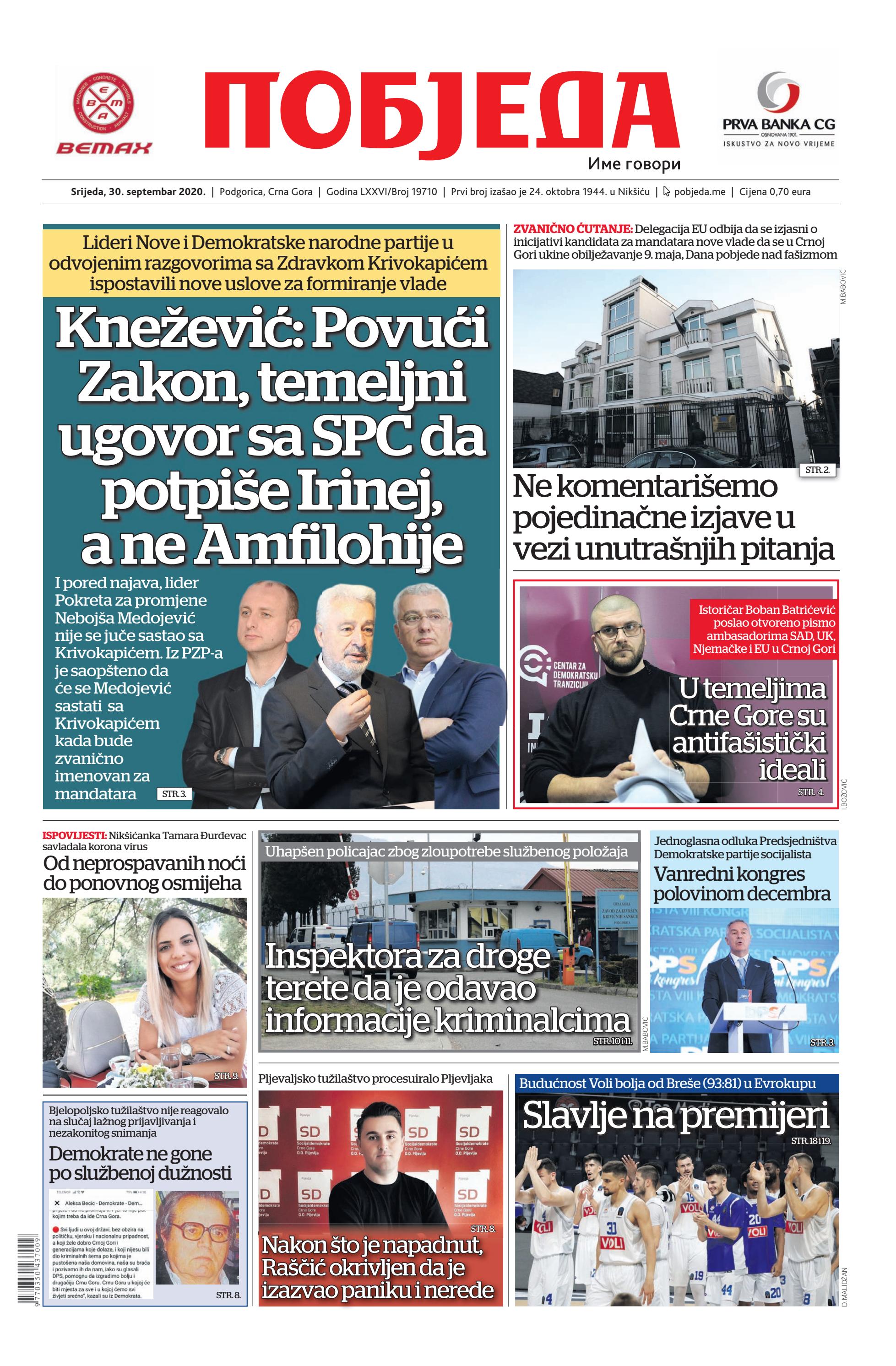 Dnevni list Pobjeda 30.09.2020. by Pobjeda - Issuu