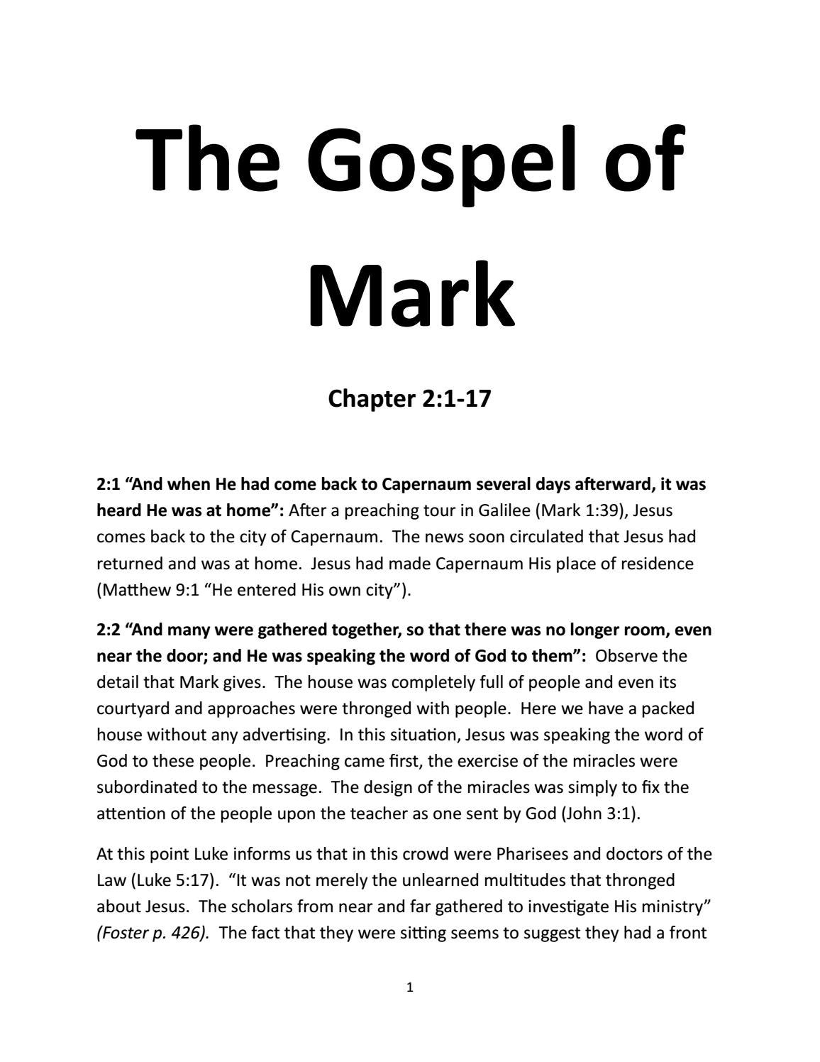 The Gospel Of Mark Chapter 2 1 17 Commentary By Mark Dunagan Issuu The Gospel Of Mark Chapter 2 1 17 Commentary By Mark Dunagan Issuu