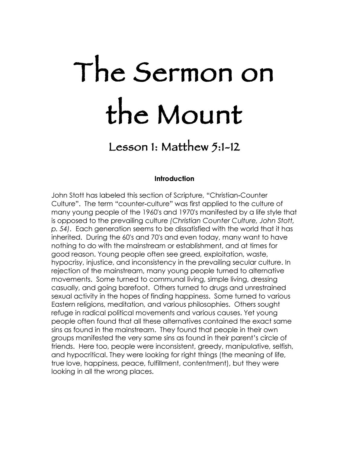 Sermon on the Mount/Matthew 5:1-12/Commentary by Mark Dunagan - Issuu