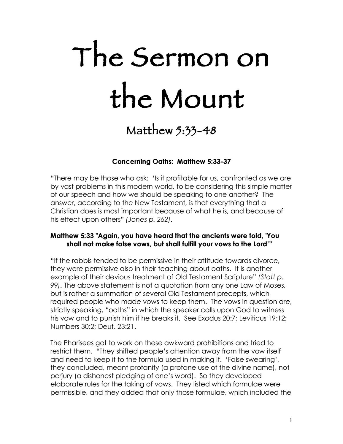 Sermon on the Mount/Matthew Chapter 5:35-48/Commentary by Mark Dunagan ...