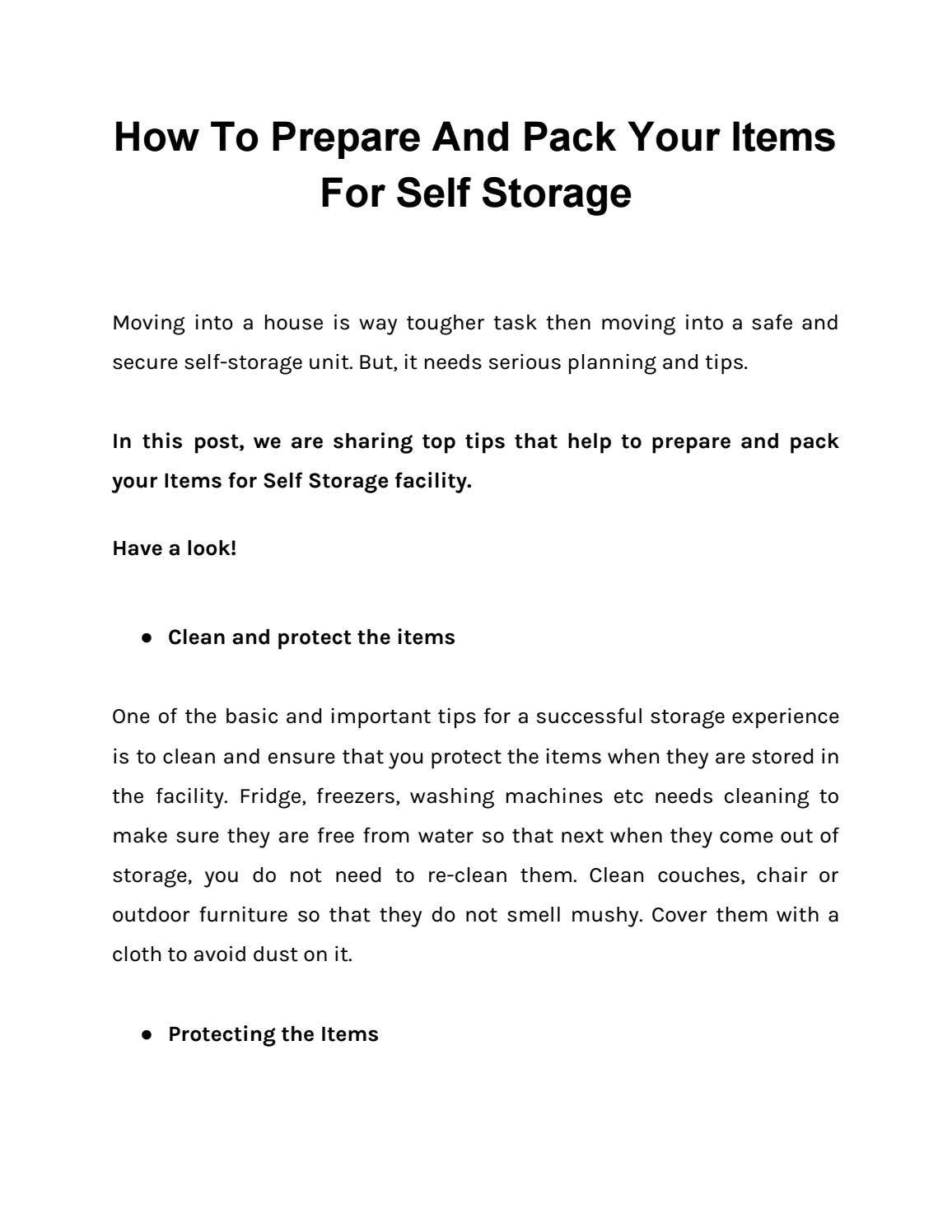 How To Prepare And Pack Your Items For Self Storage by Rhino Storage ...