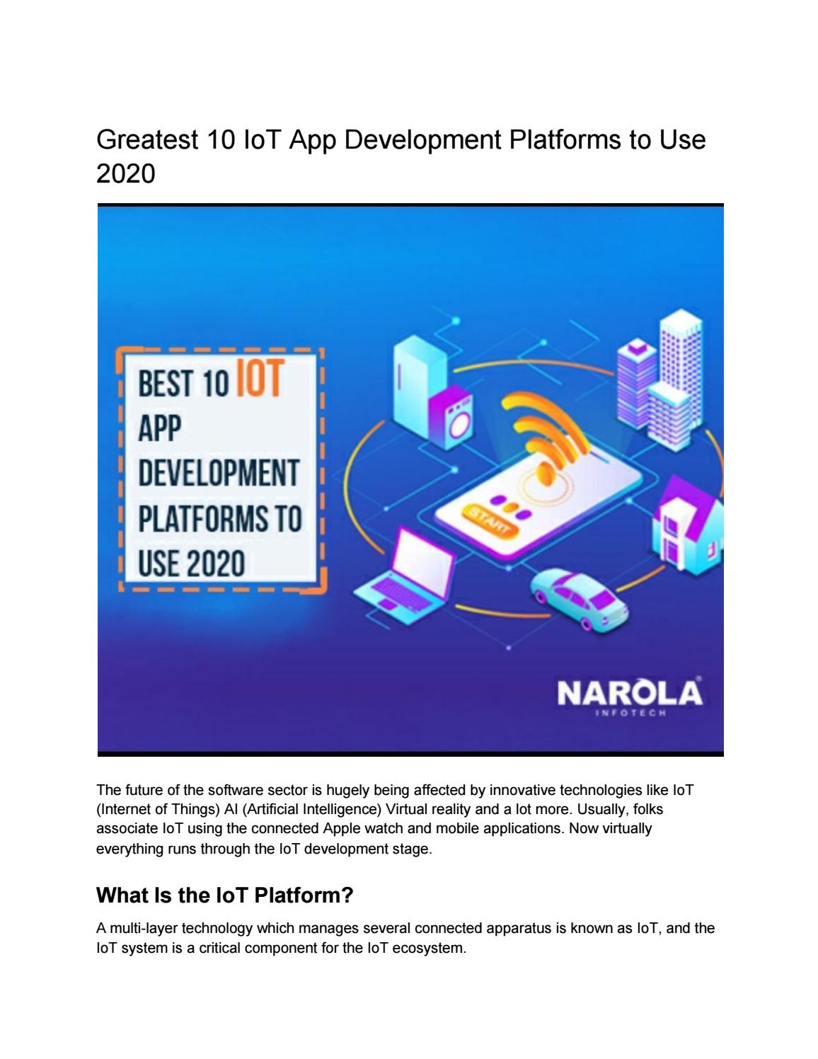 Greatest 10 IoT App Development Platforms to Use 2020 PDF by Narola ...
